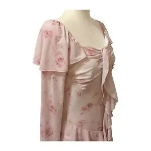 SHEIN | Dresses | Pink Floral Y2k Style Ruffle Mini Dress Size Large ...